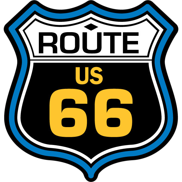 522-300 Route 66 Route 66 Color Shield Sticker – StickerCactus