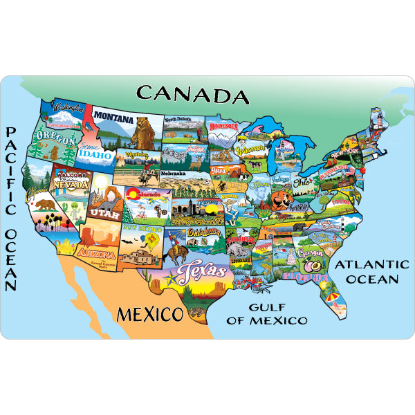 10305-500 Novelty USA 50 State Map Sticker – StickerCactus